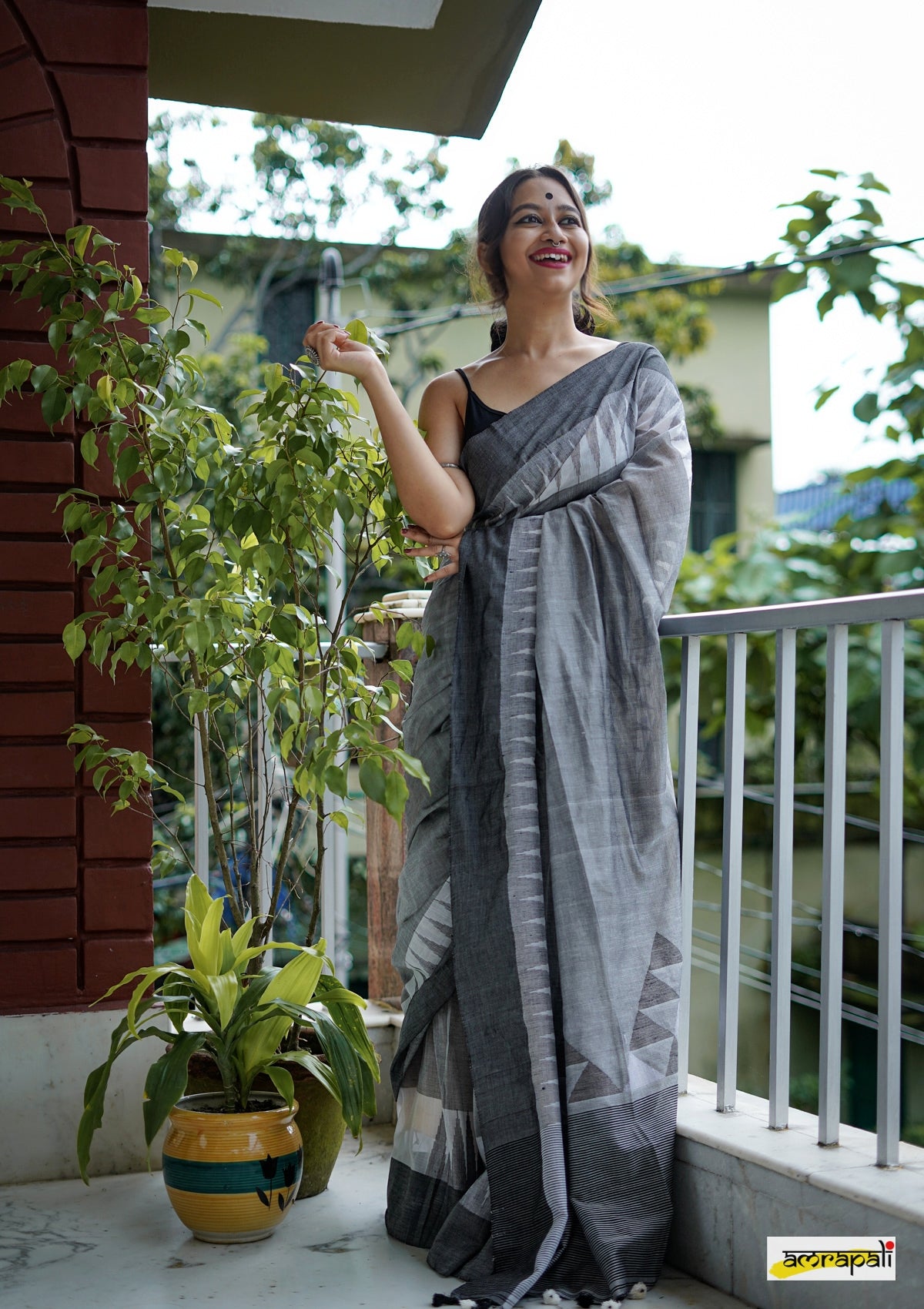 Pure Handloom Cotton with Temple Border – Amrapali Boutique
