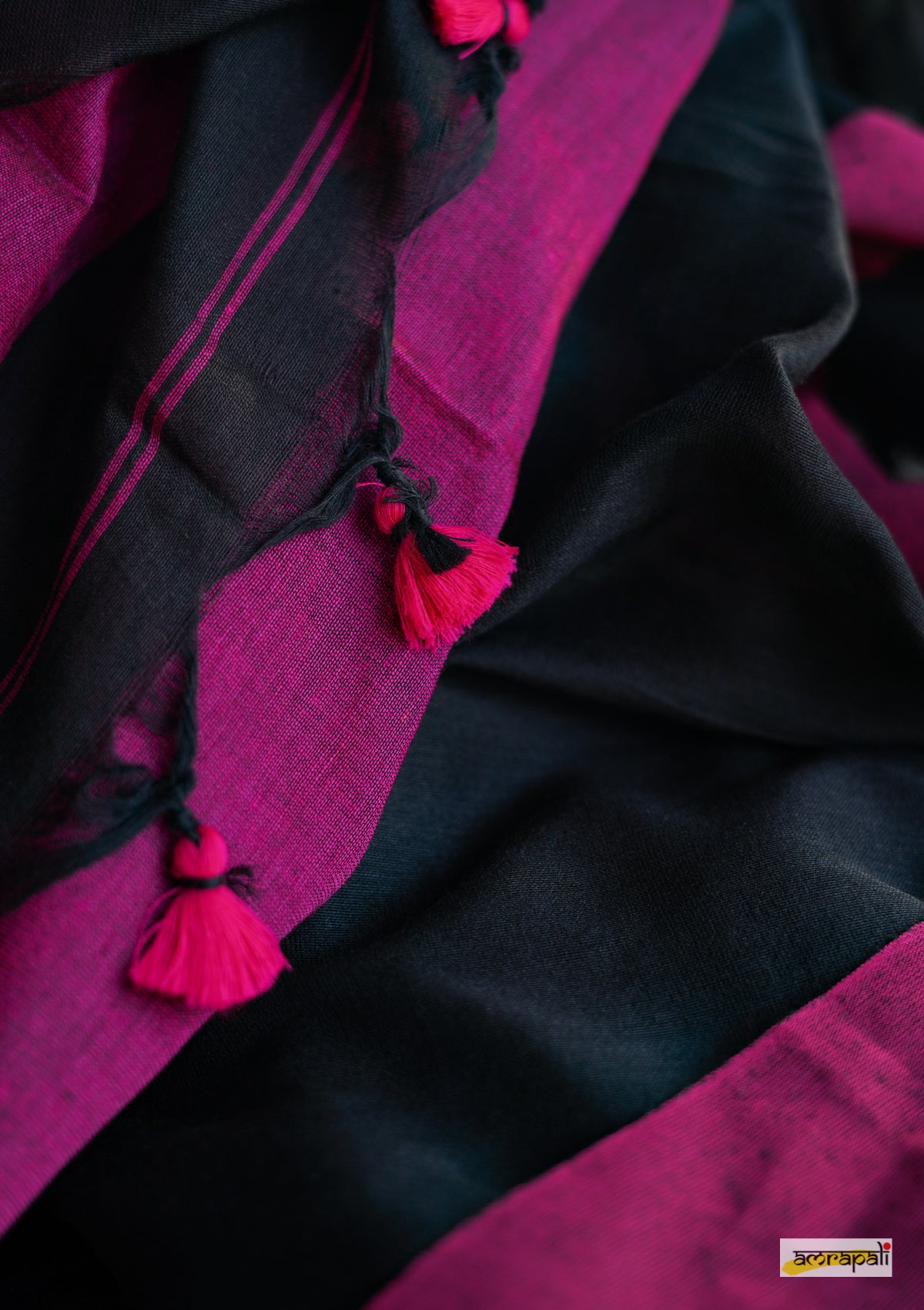 Black Colorblock Cotton with Pompoms – Amrapali Boutique