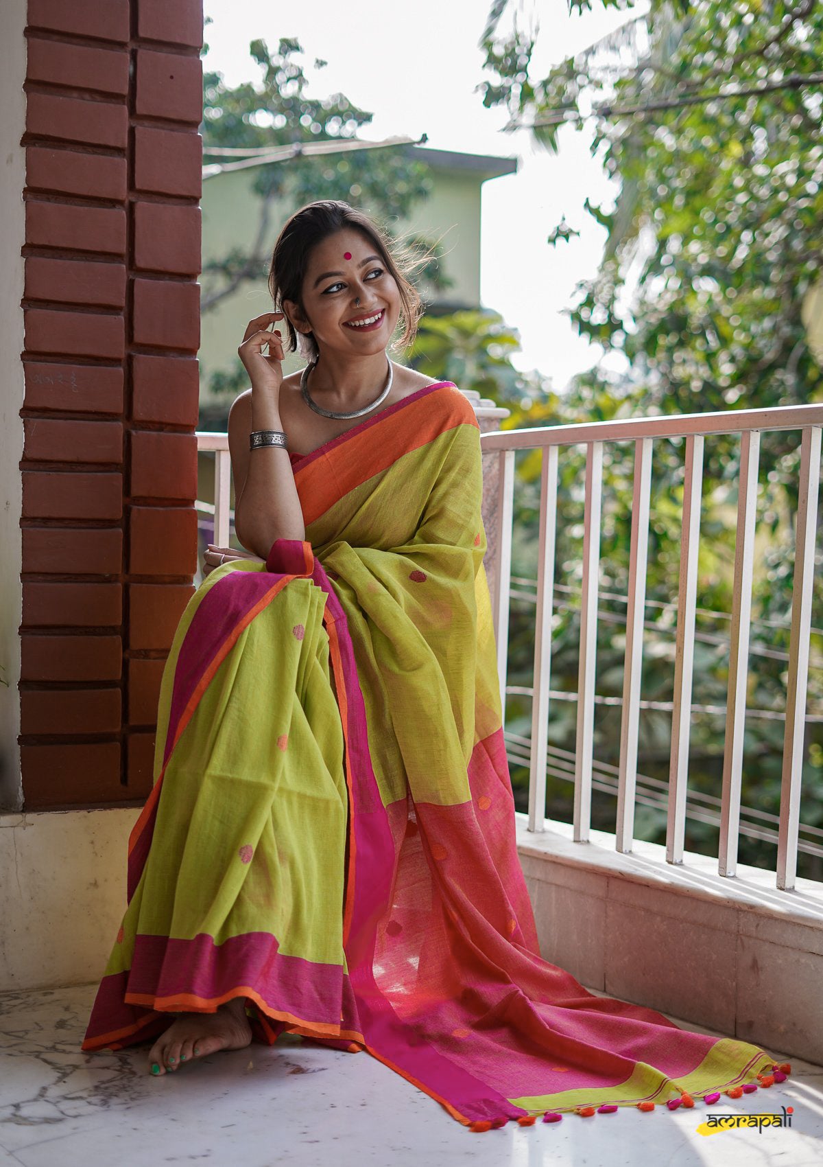 Handwoven Linen Cotton Jamdani – Amrapali Boutique