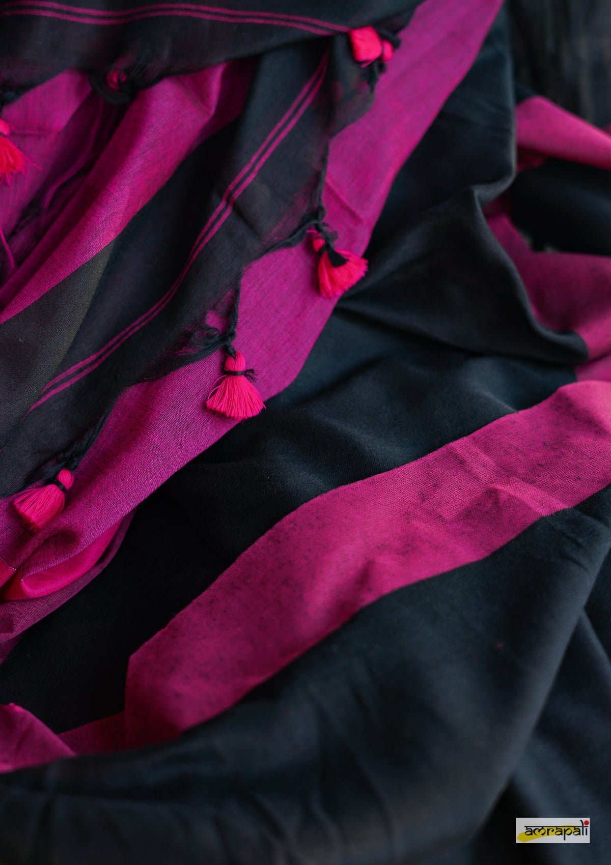 Black Colorblock Cotton with Pompoms – Amrapali Boutique